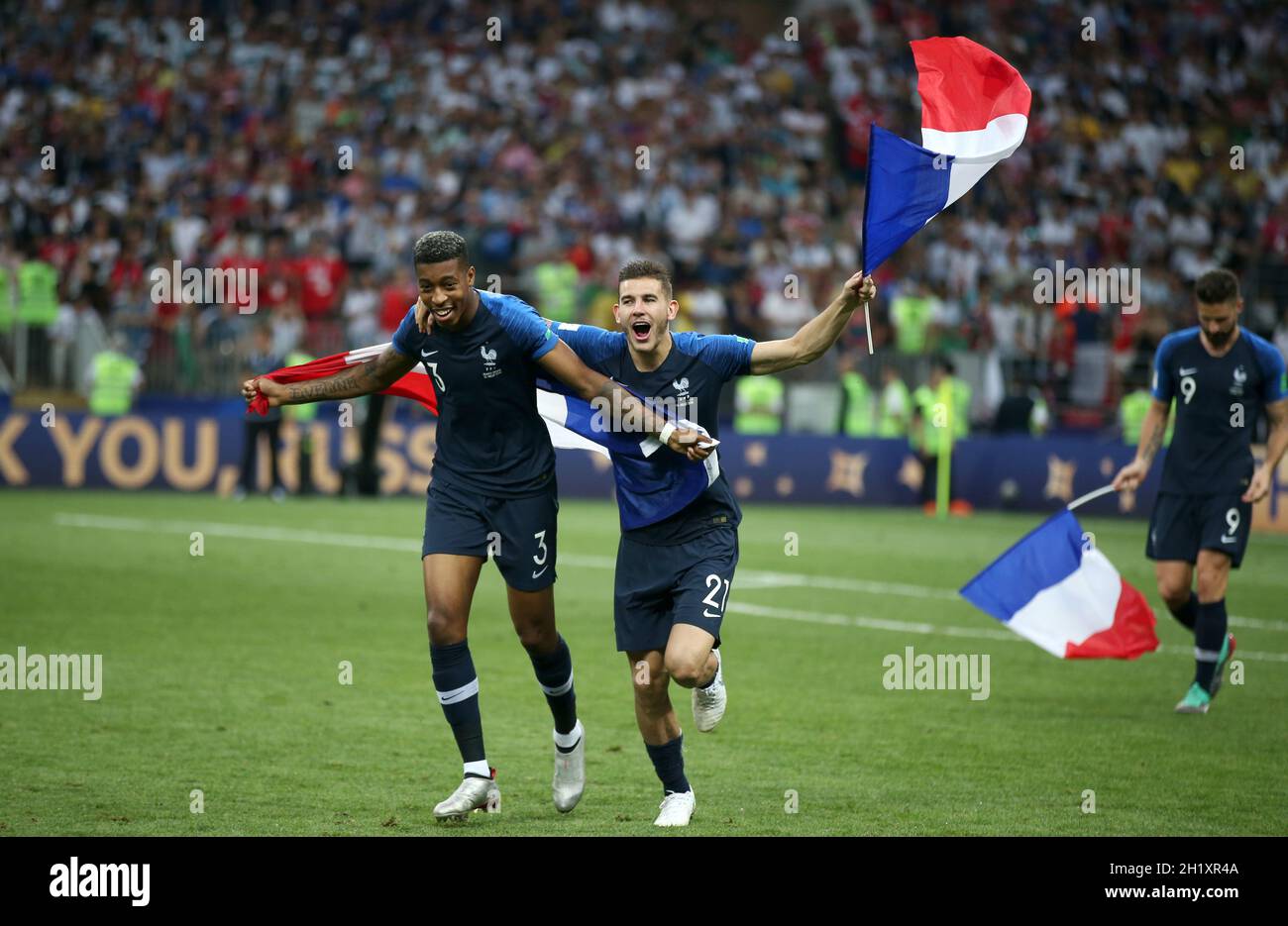Weltmeister Frankreich feiert .. Presnel Kimpembe of France Lucas ...
