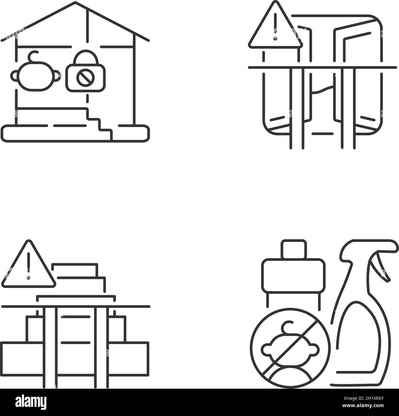 Safety precaution at home linear icons set Stock Vector Image & Art - Alamy