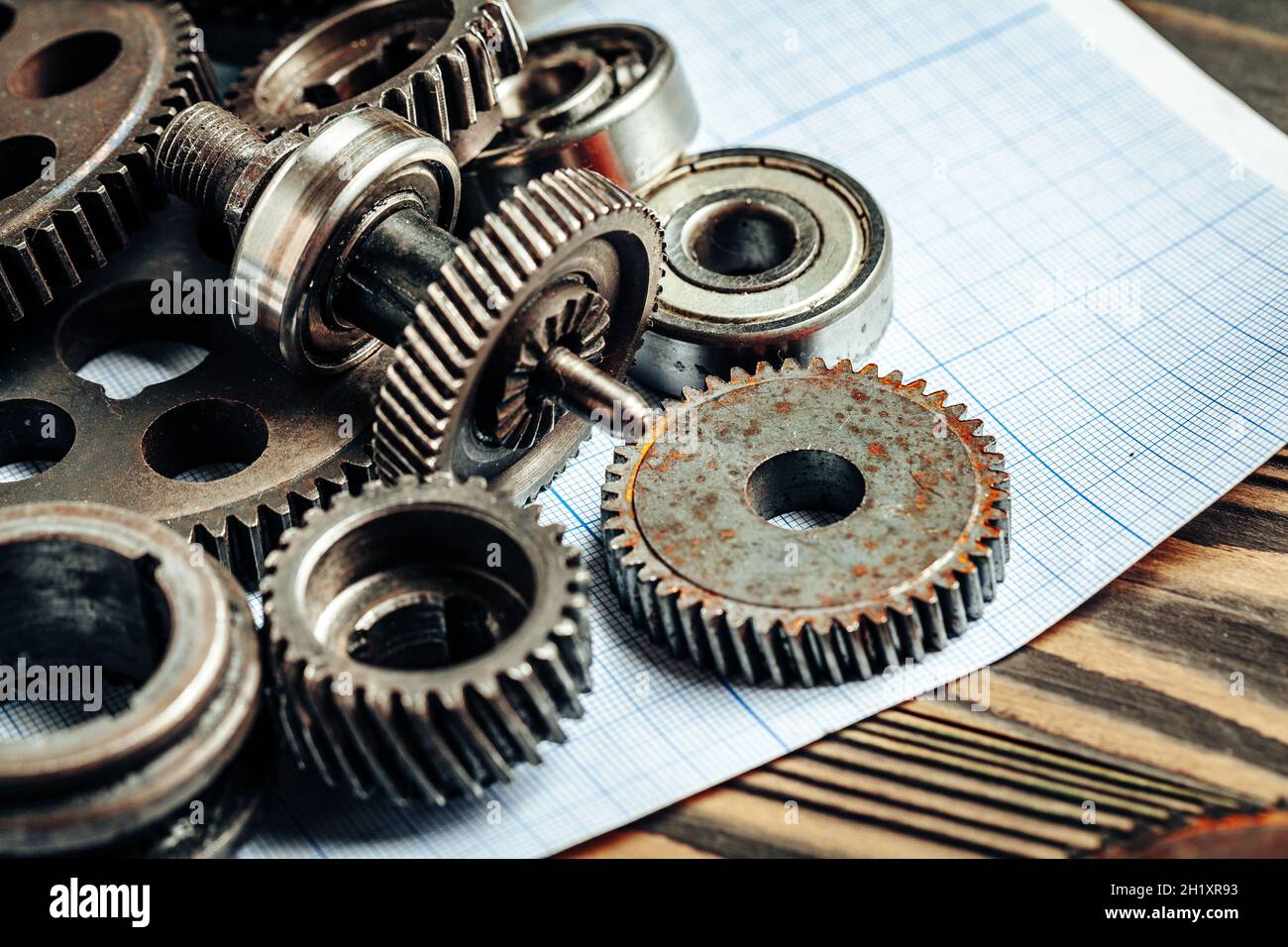 Car parts on graph paper for car engineering Stock Photo - Alamy