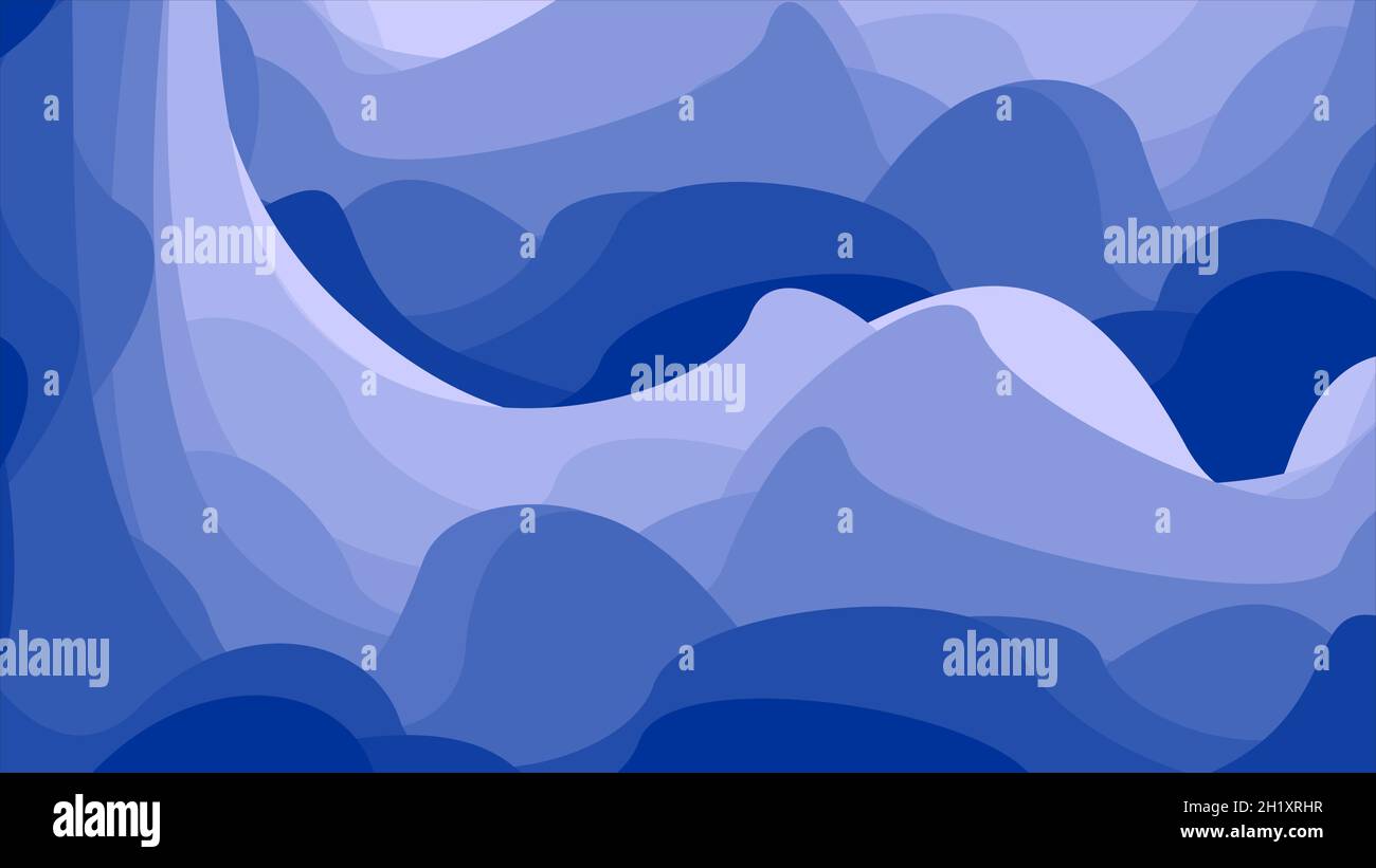 Abstract wavy wallpaper of the surface. Waved background. Cold colors ...