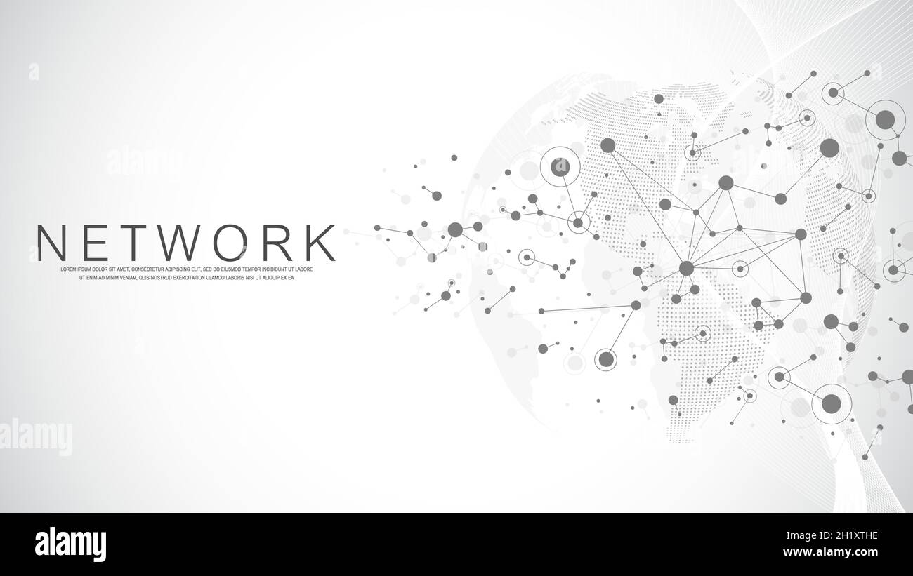 Global network connection concept. Social network communication in the global business. Big data ...