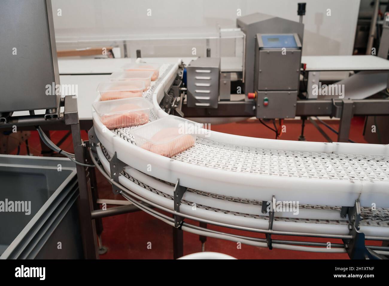 Chicken fillet production line . Factory for the production of food ...