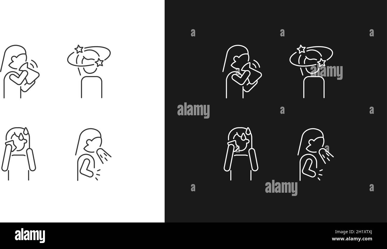 Panic disorder symptoms linear icons set for dark and light mode Stock ...