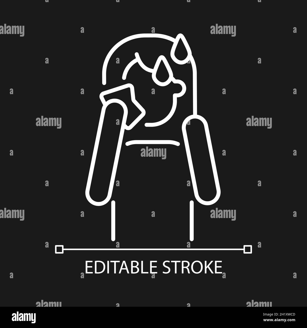 Hot flashes and sweating white linear icon for dark theme Stock Vector ...