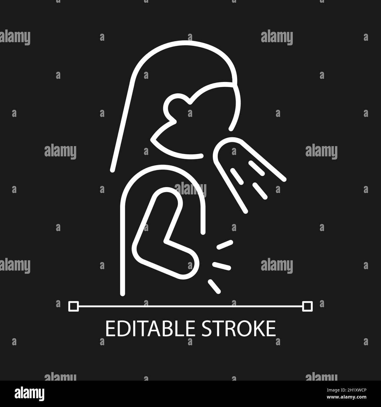 Nausea and vomiting white linear icon for dark theme Stock Vector Image ...