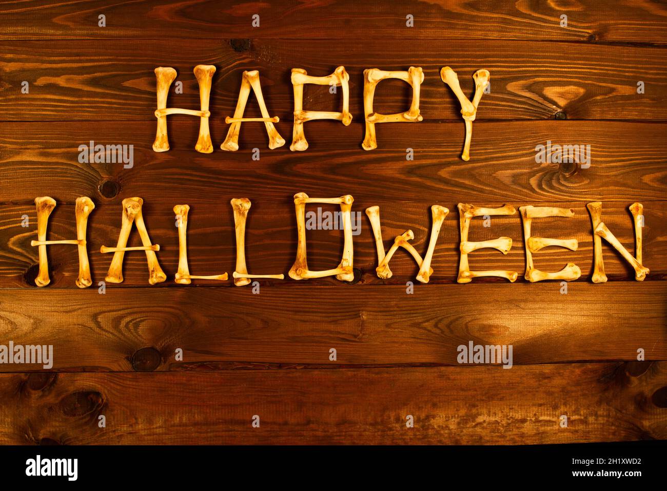Lettering from the bones of the words Happy Halloween on a beautiful ...