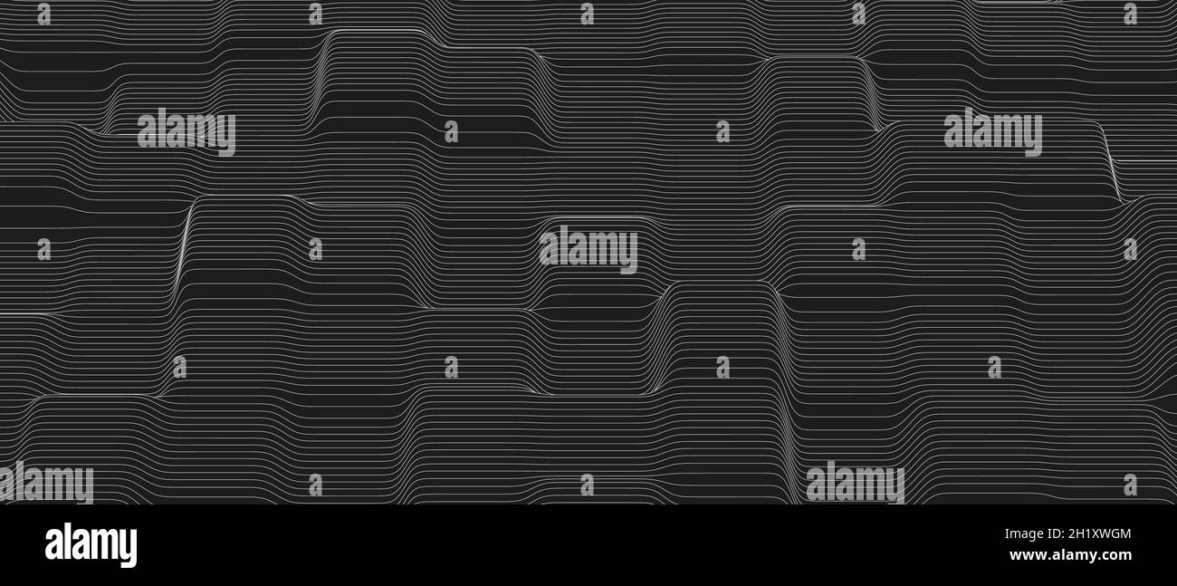 Monochrome sound line waves abstract background . Distorted line shapes ...