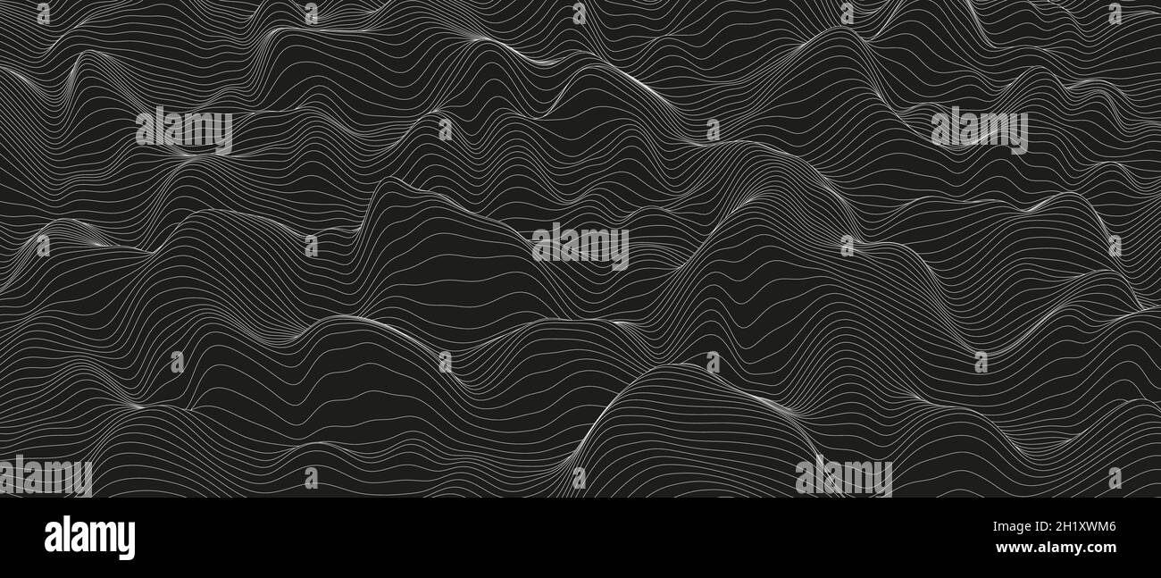 Monochrome sound line waves abstract background . Distorted line shapes ...