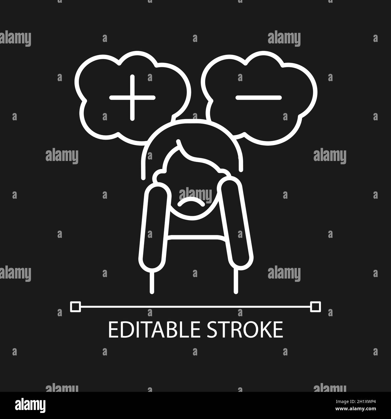 Consternation and perplexity white linear icon for dark theme Stock ...