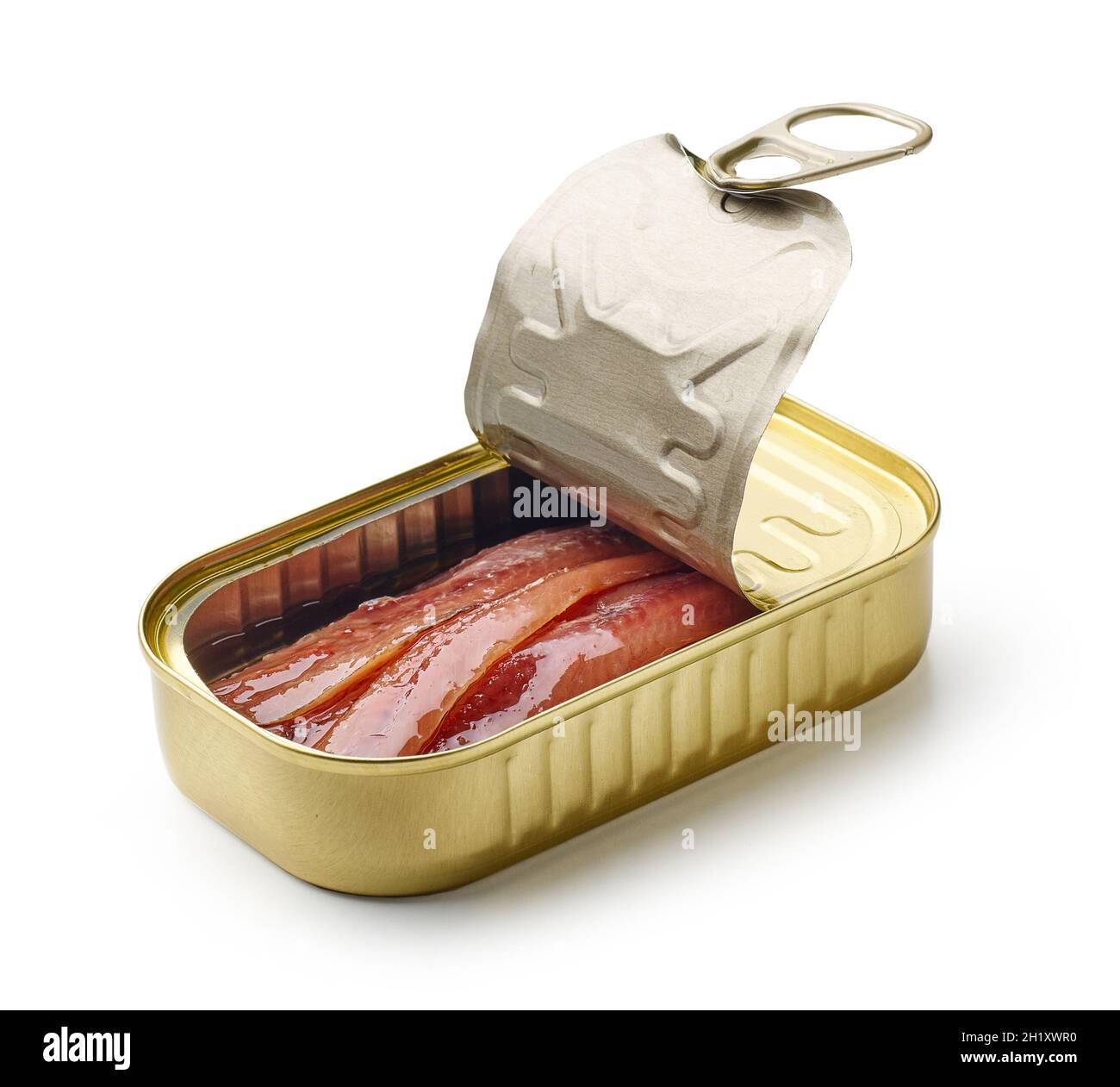 canned anchovy fillets isolated on white background Stock Photo - Alamy