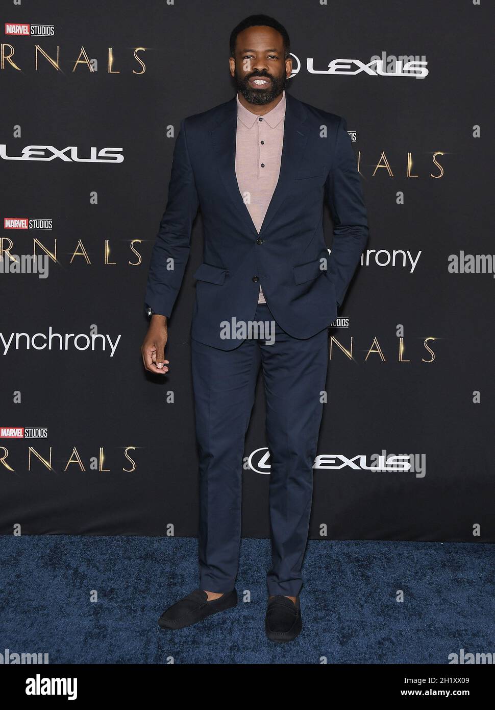 Hollywood, CA, October 18, 2021. Chiké Okonkwo arrives at Marvel Studios' ETERNALS Los Angeles ...