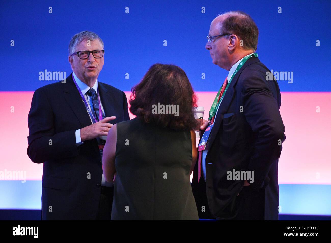 American Businessmen Bill Gates (L) and Larry Fink (R) prior to the the ...