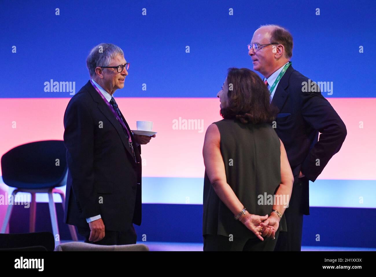 American Businessmen Bill Gates (L) and Larry Fink (R) prior to the the ...