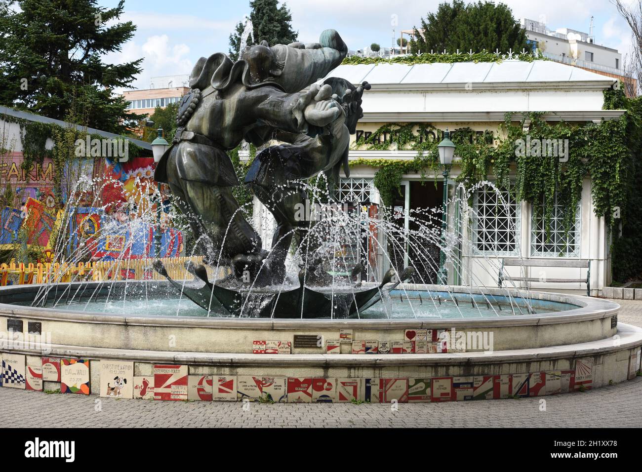 Brunnen im großen Vergnügungspark "Prater" in Wien, Österreich, Europa ...