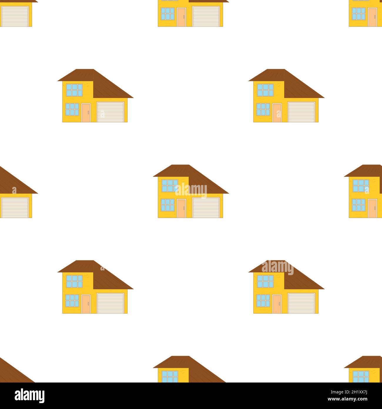 Yellow two storey house with garage pattern seamless background texture ...