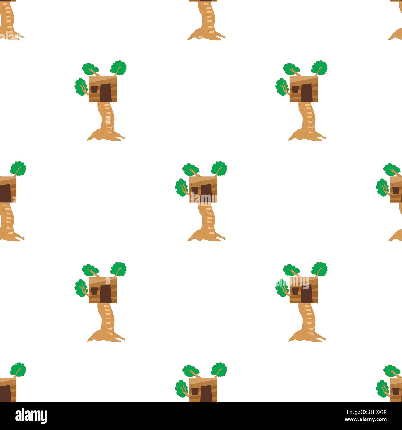 Small tree house pattern seamless background texture repeat wallpaper ...