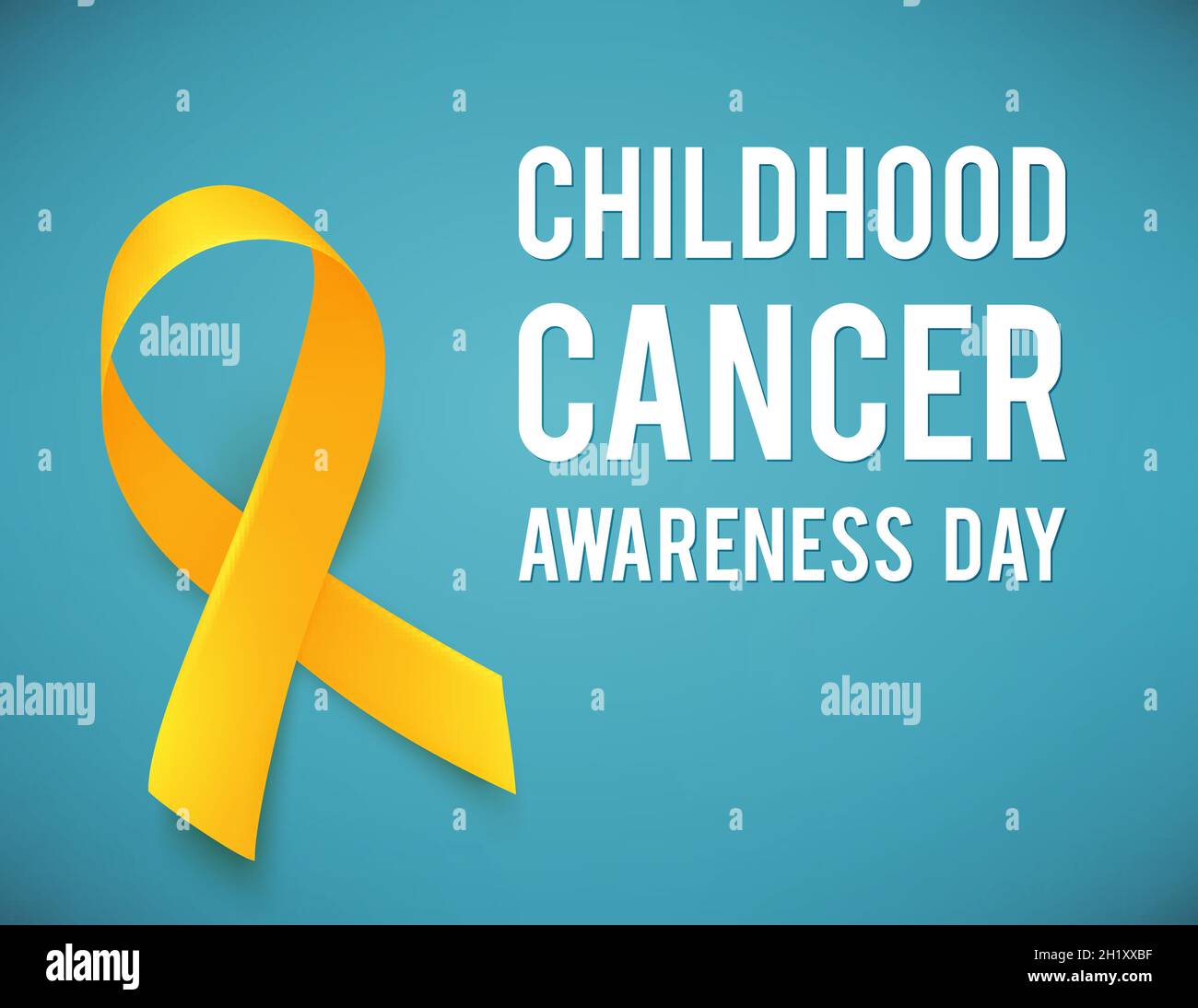 Background with realistic gold ribbon. World childhood cancer symbol ...
