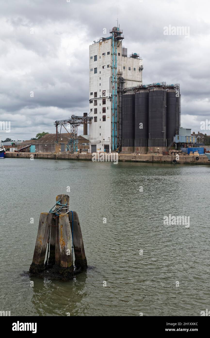 Lowestoft port grain silos, Suffolk, England Stock Photo - Alamy