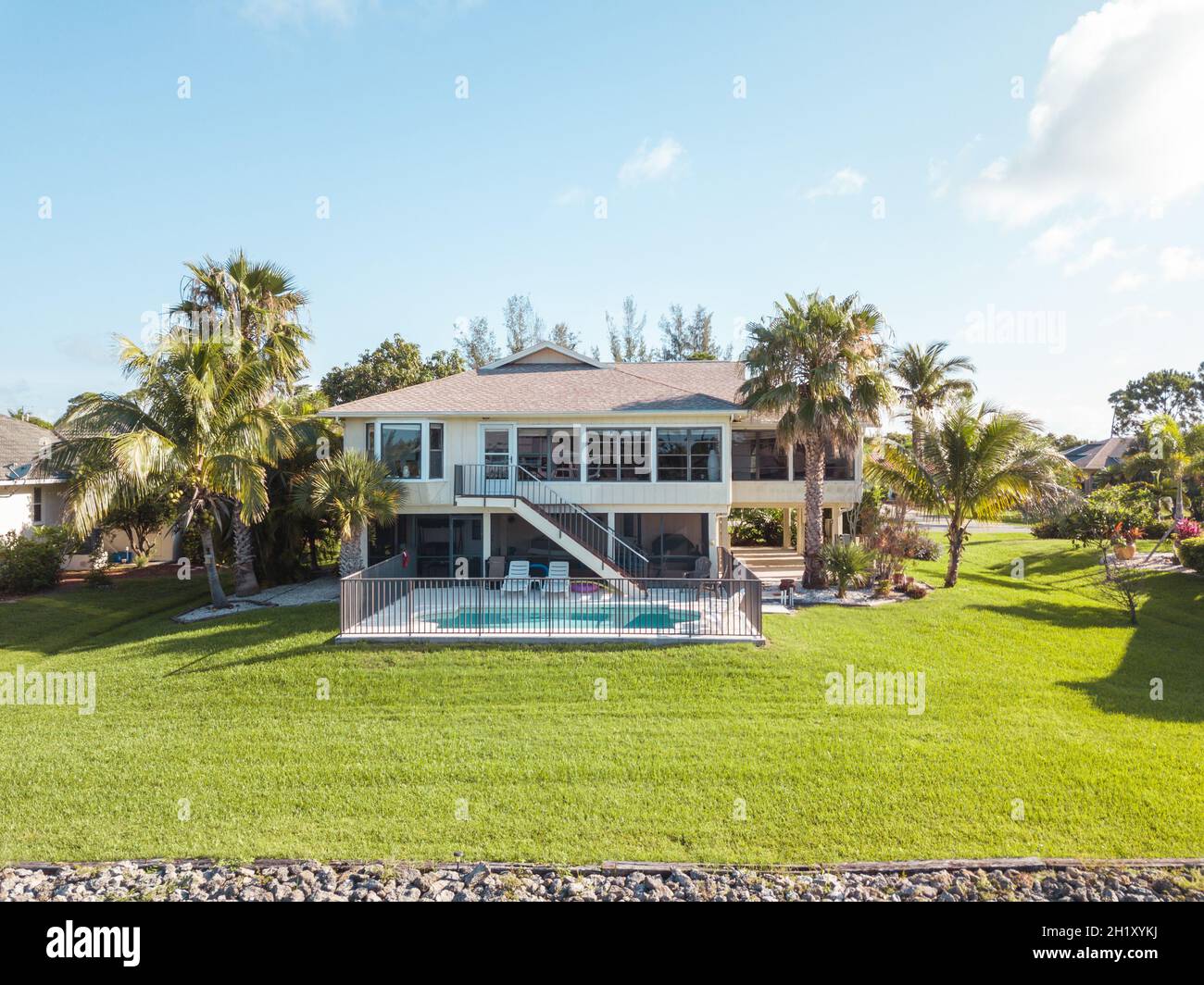 Residential neighborhood subdivision skyline Aerial shot Stock Photo ...
