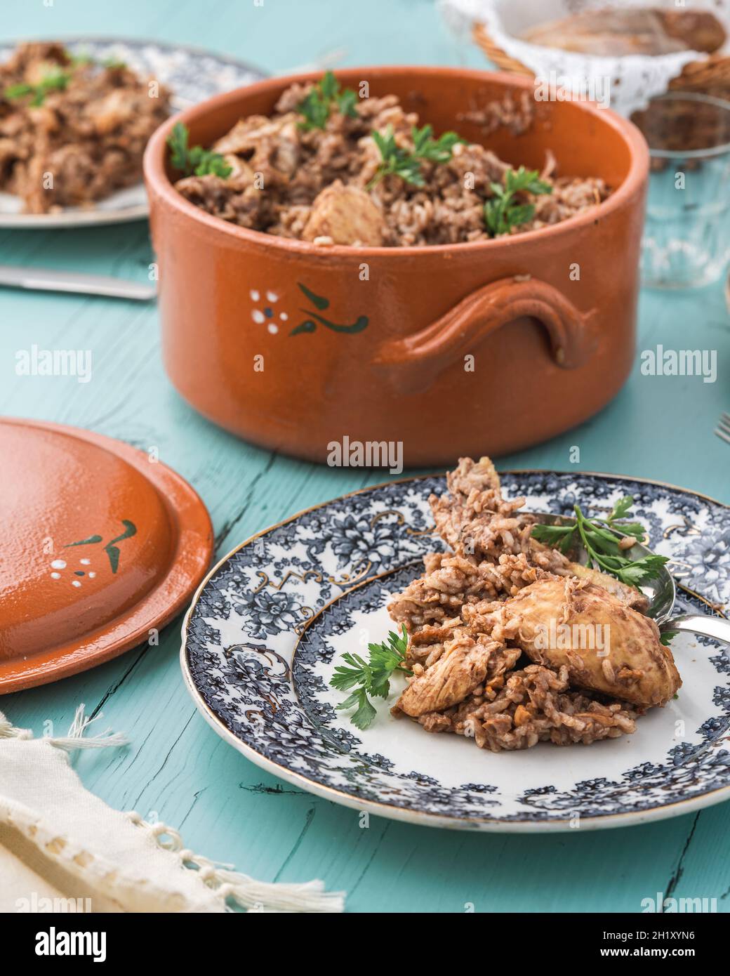 Cabidela Rice (traditional Portuguese chicken rice made with its blood ...