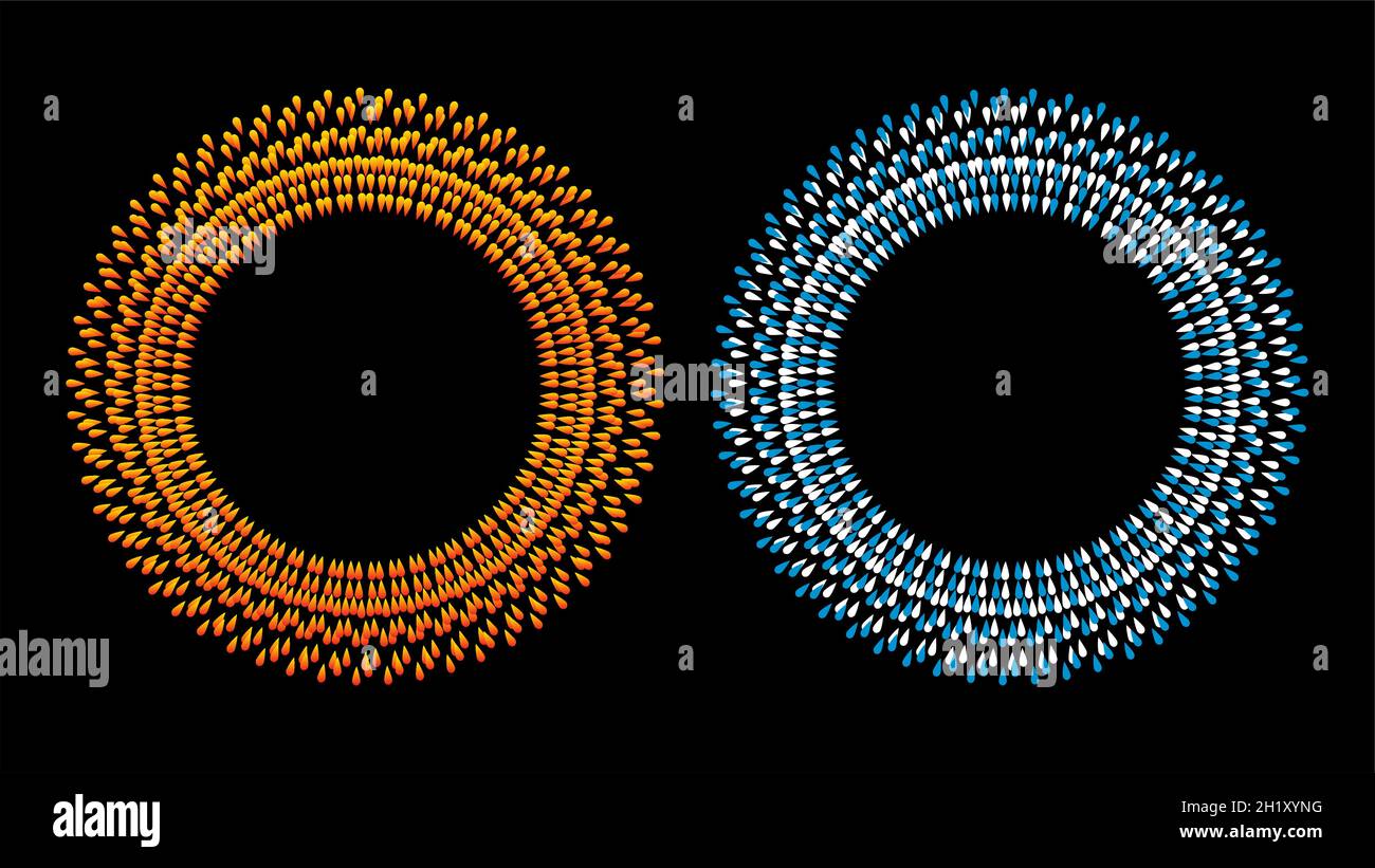 Round frames set, collection. Ring shape, circle made of long drops ...