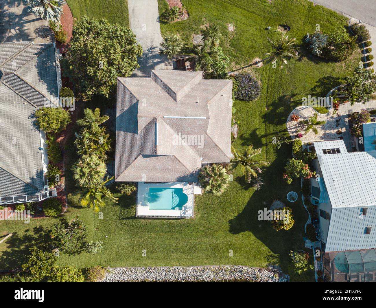 Residential neighborhood subdivision skyline Aerial shot Stock Photo ...
