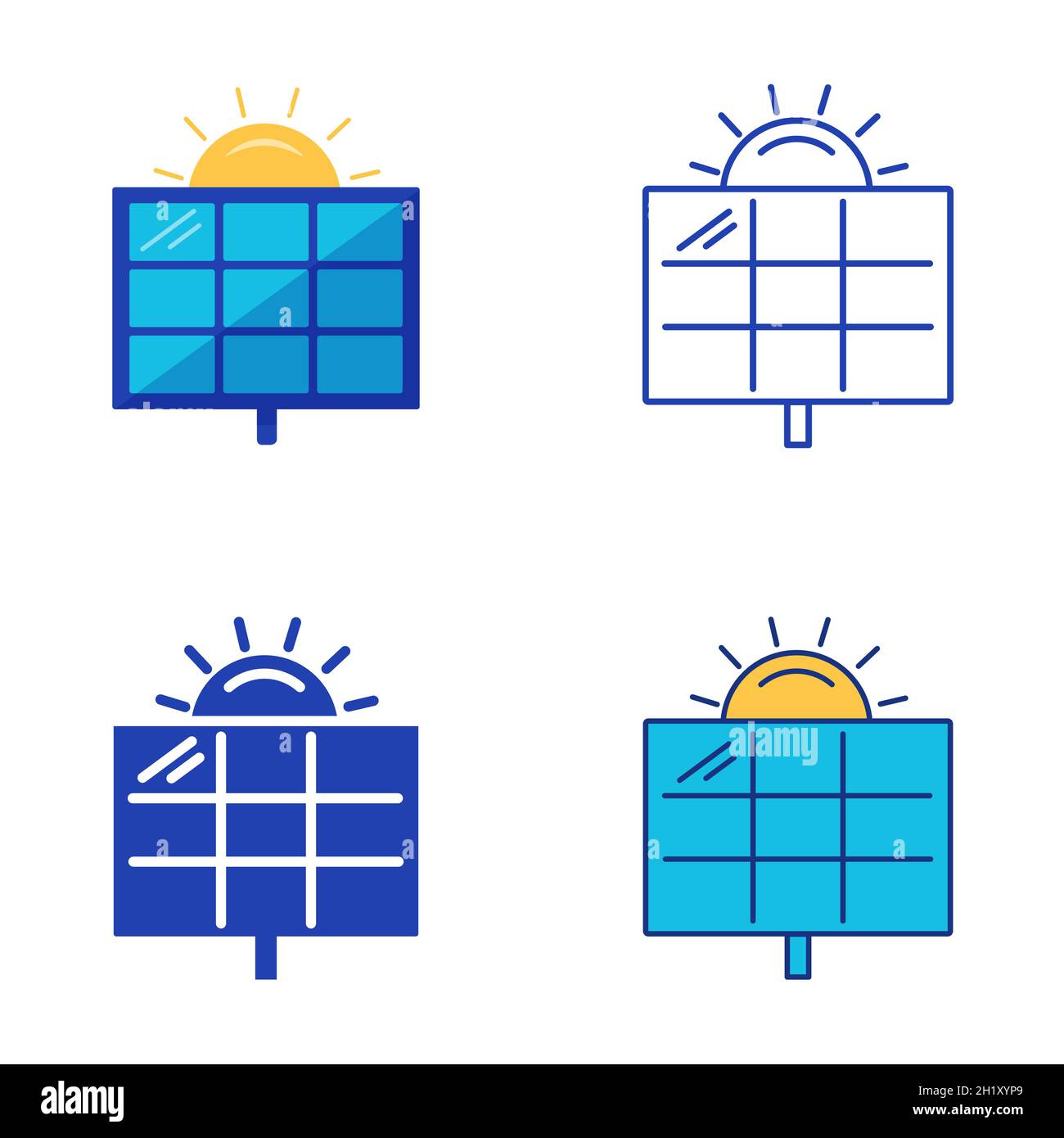 Solar panel icon set in flat and line style. Alternative energy source ...
