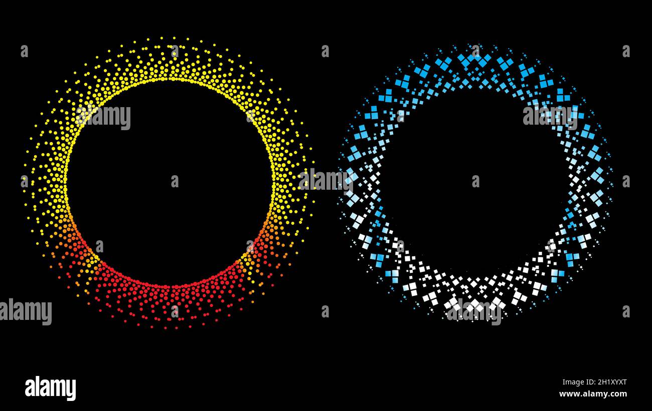 Round frames set, collection. Ring shape, circle made of long drops ...