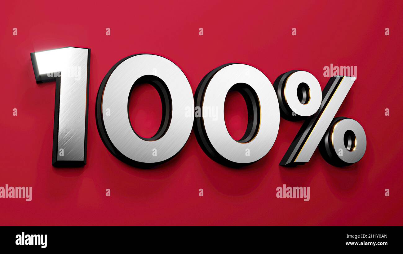 Silver Gold 100 Percent off Sign on Red Background, Special Offer 100 ...