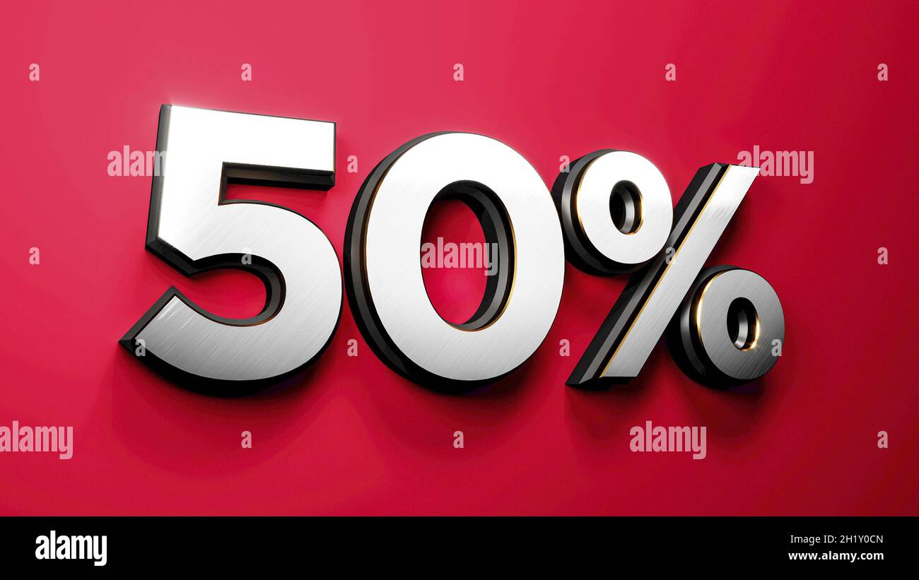 50% fifty percent 3d illustration 3d rendering Stock Photo - Alamy