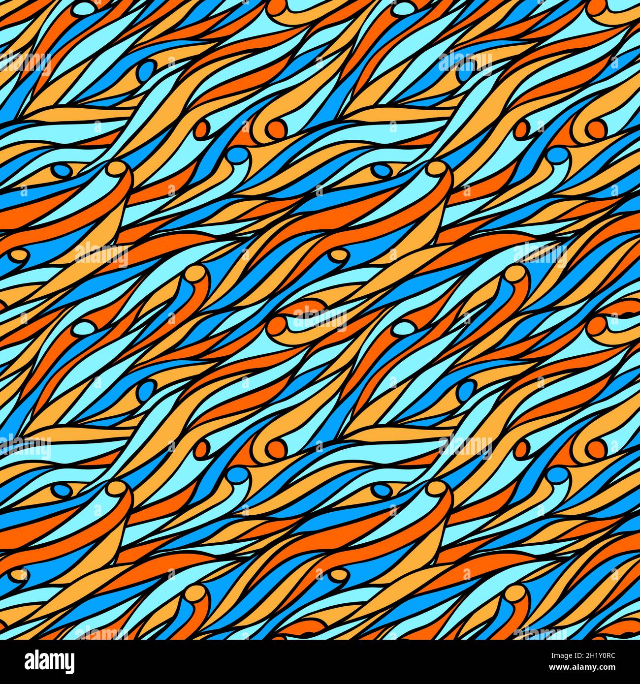 Bright wave seamless doodle pattern, vector illustration Stock Vector ...