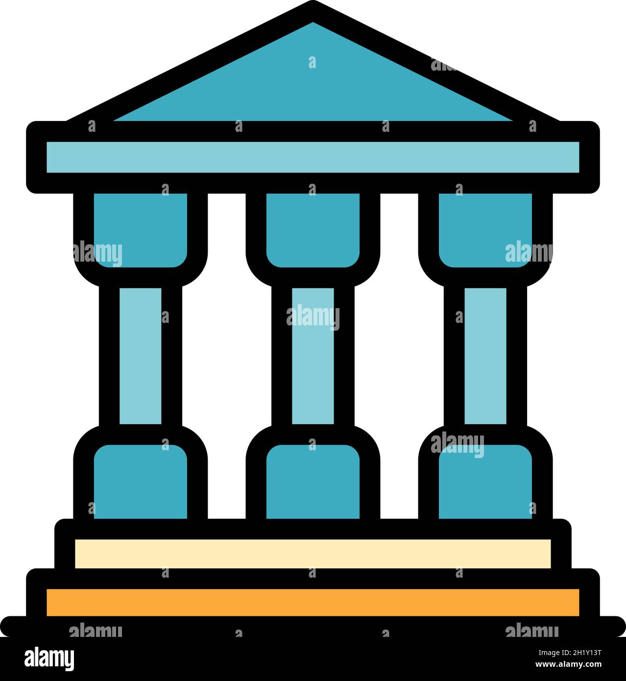 Justice building icon. Outline justice building vector icon color flat ...