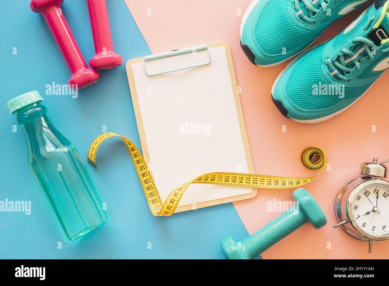 workout composition with clipboard fitness tools. Resolution and high ...