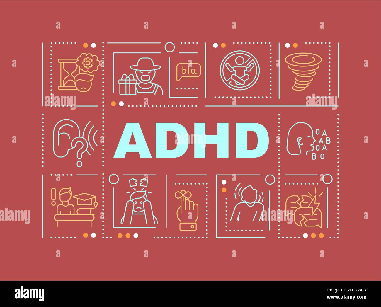 ADHD symptoms word concepts banner Stock Vector Image & Art - Alamy