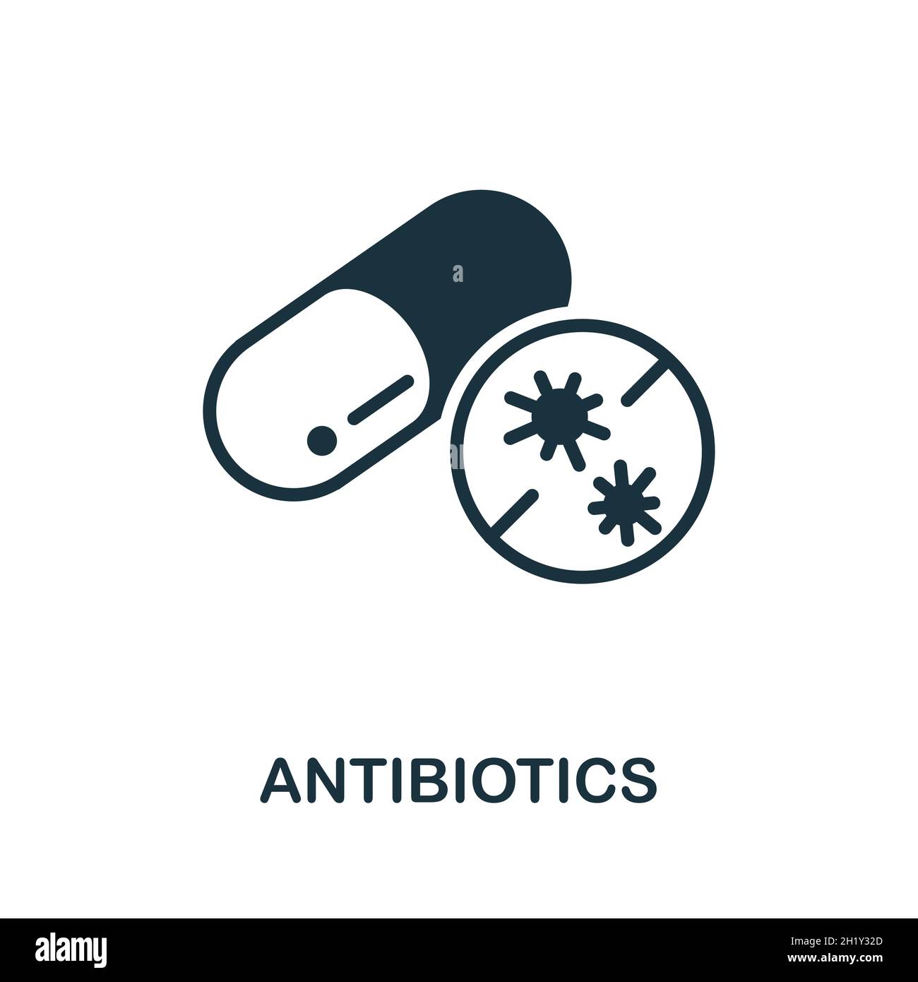 Antibiotics icon. Monochrome sign from bioengineering collection ...