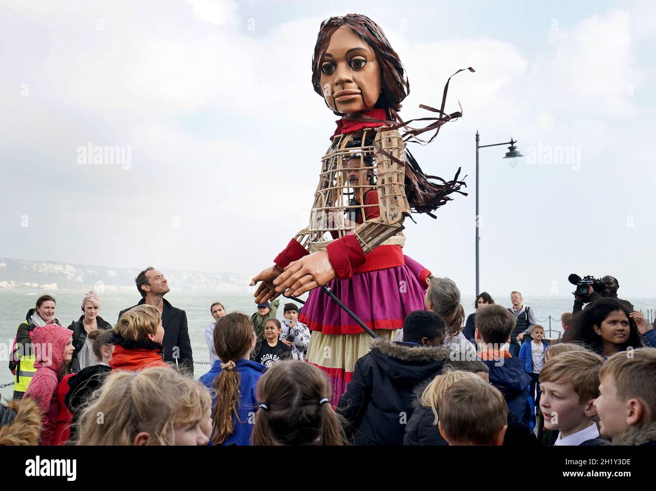 Little Amal, a 3.5-metre-tall puppet of a nine-year-old Syrian girl, is ...