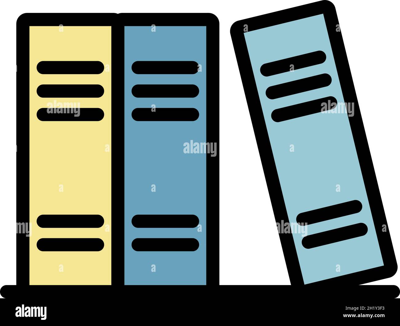 Books on shelf icon. Outline books on shelf vector icon color flat ...