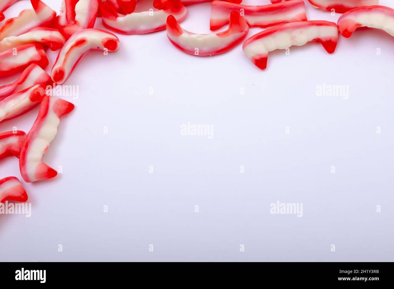 Composition of halloween jelly teeth trick or treat sweets with copy ...