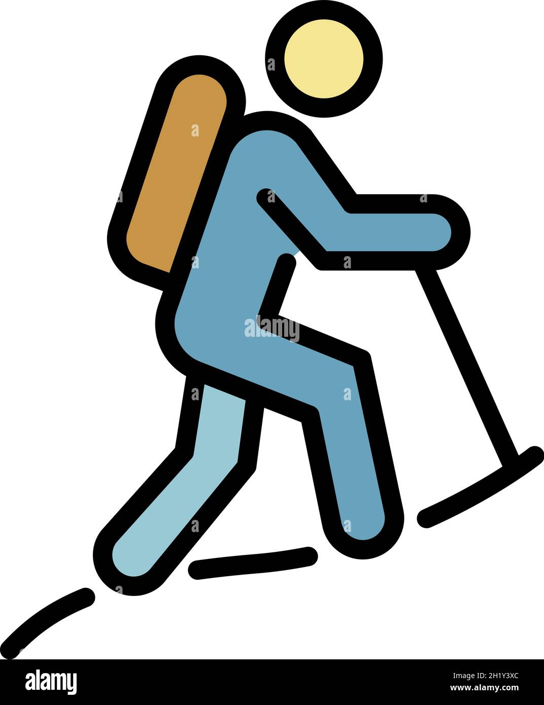Hiking man icon. Outline hiking man vector icon color flat isolated ...