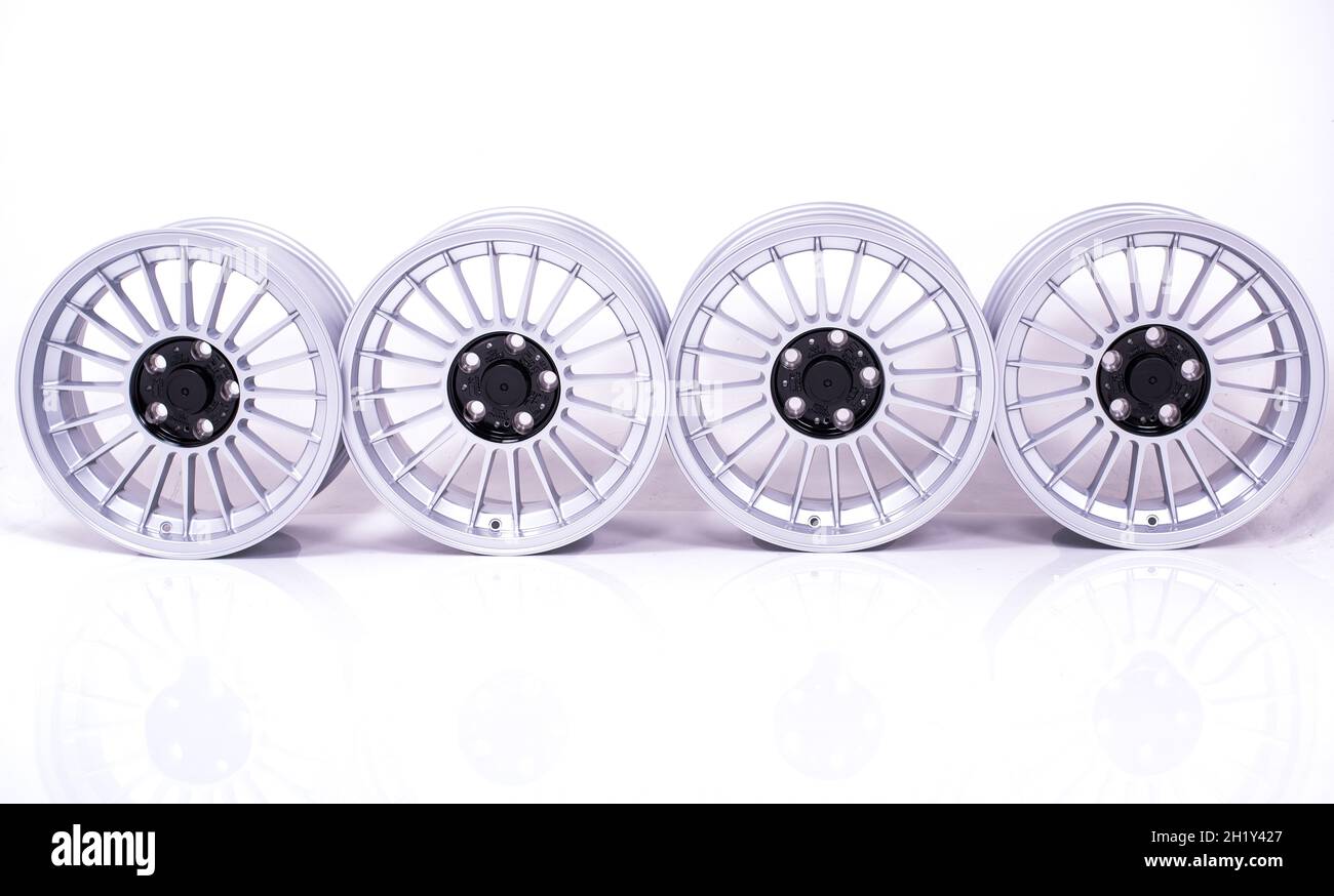 BMW Alpina silver 17'' alloy wheels Stock Photo - Alamy