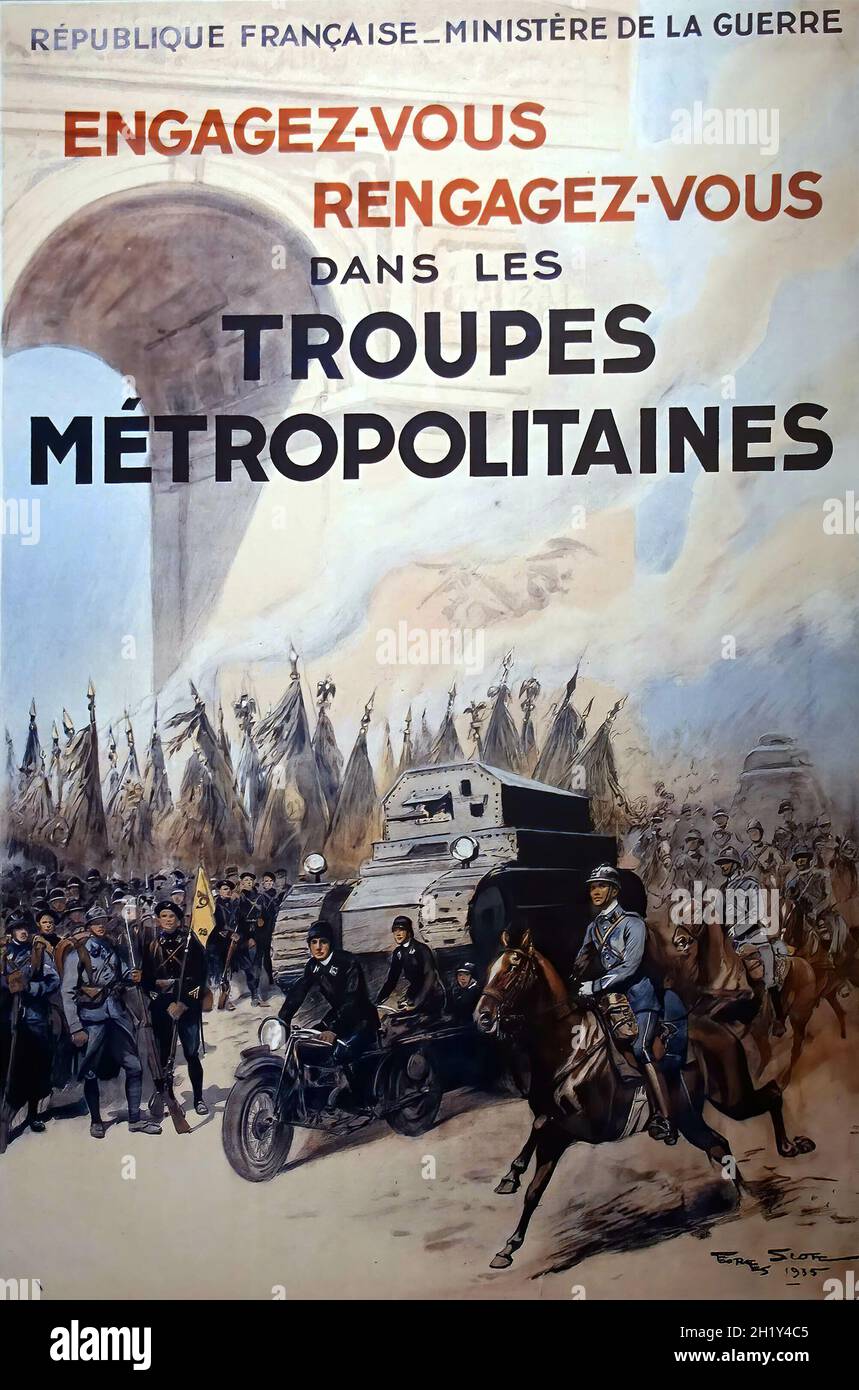 Vertical shot of vintage WWI french recruitment posters Stock Photo - Alamy