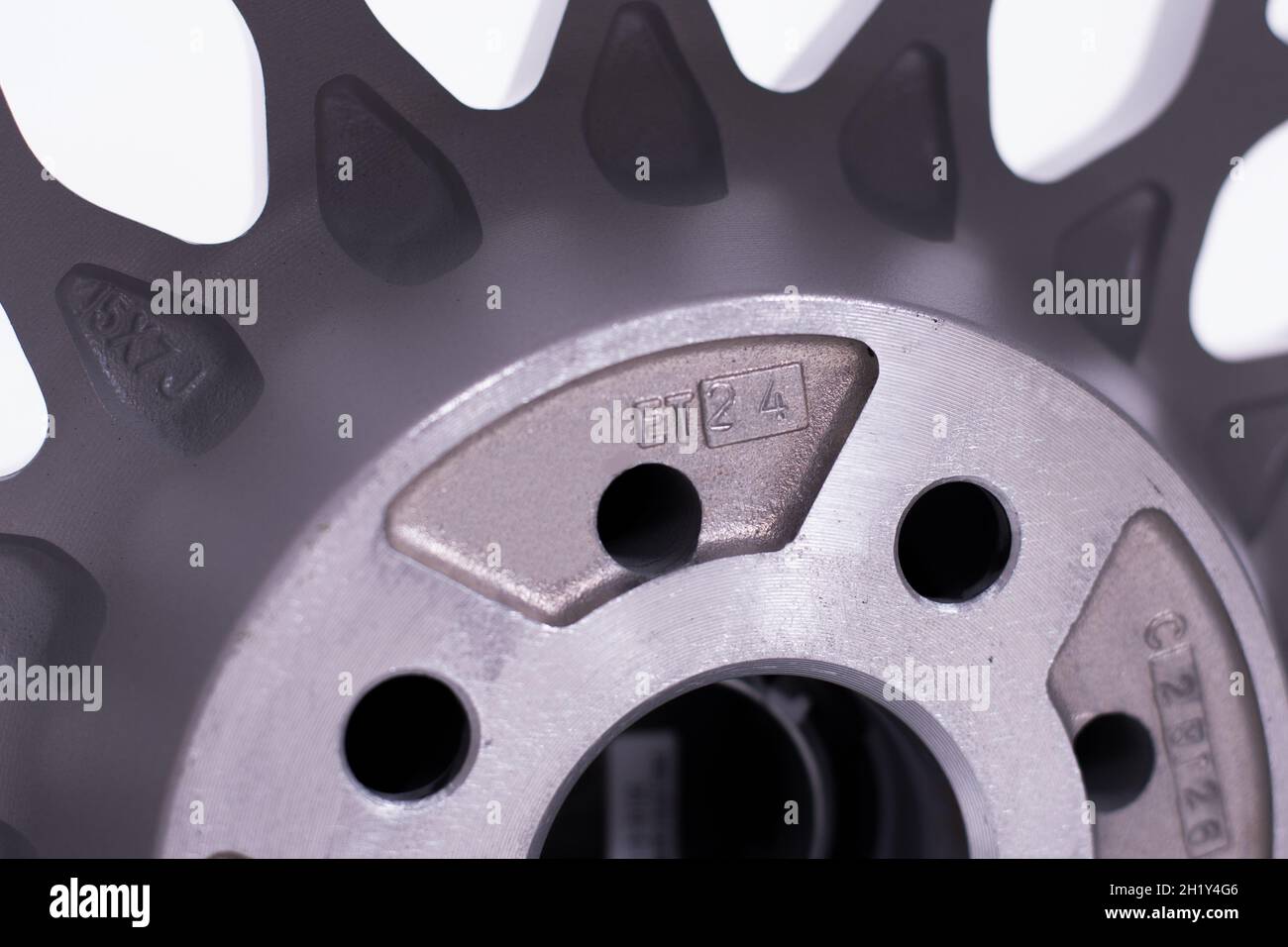 BMW e30 Style 5 15'' silver classic alloy wheel Stock Photo - Alamy