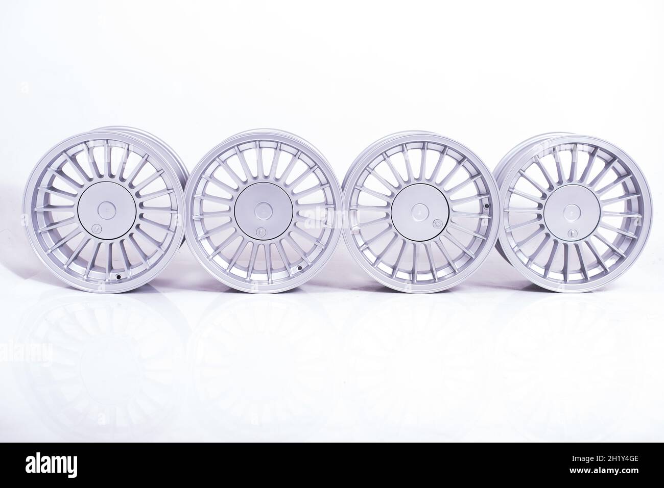 BMW Alpina 16'' silver classic alloy wheel set Stock Photo - Alamy