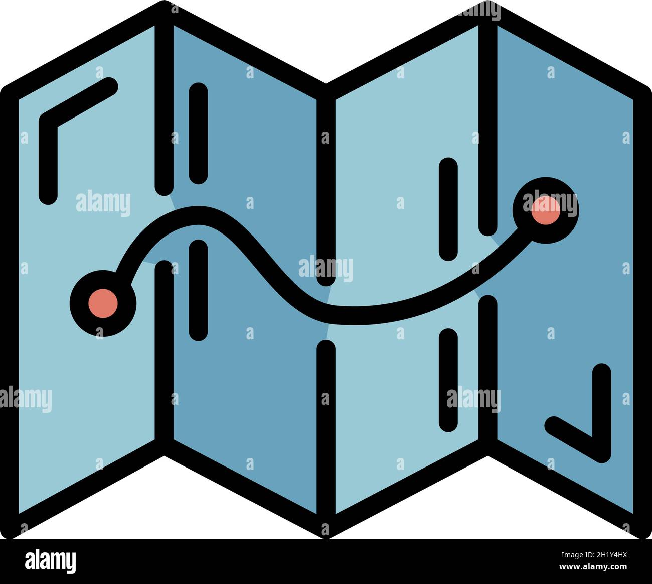Camping route map icon. Outline camping route map vector icon color ...