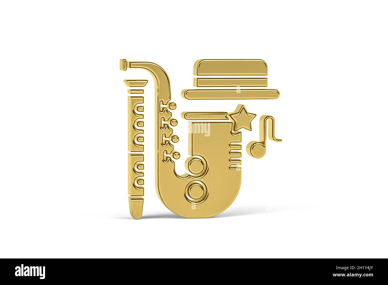 Golden 3d jazz music icon isolated on white background - 3d render ...