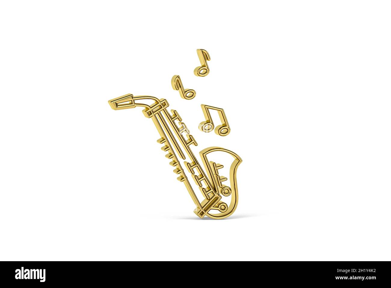 Golden 3d jazz music icon isolated on white background - 3d render ...
