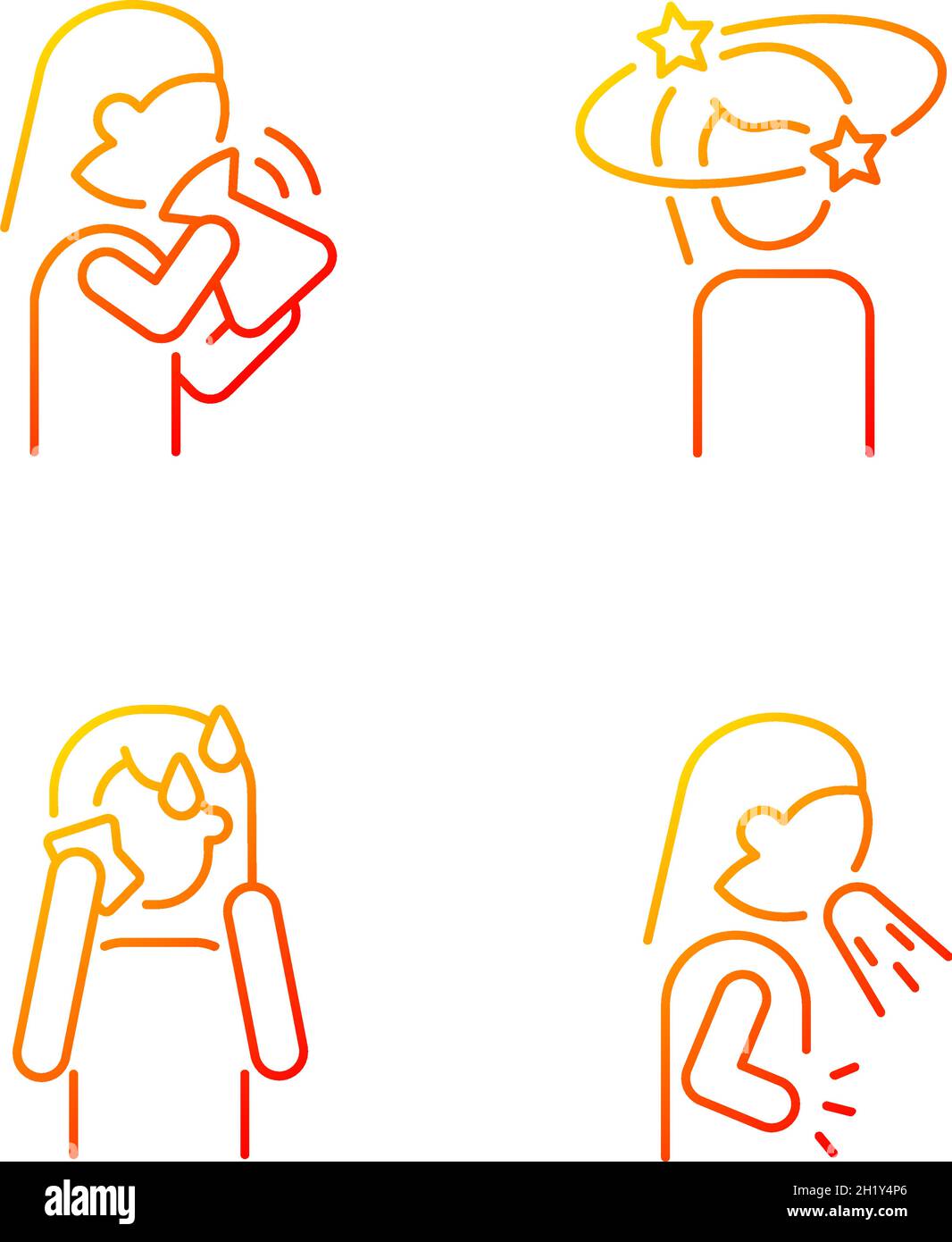 Panic disorder symptoms gradient linear vector icons set Stock Vector ...