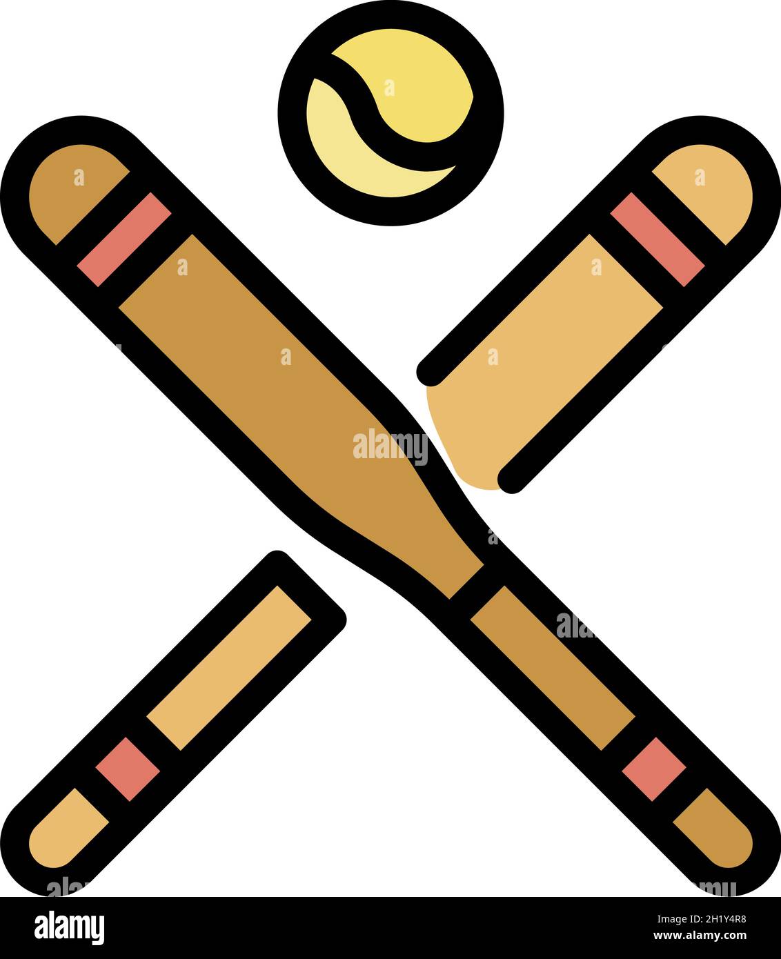 Baseball bat icon. Outline baseball bat vector icon color flat isolated ...