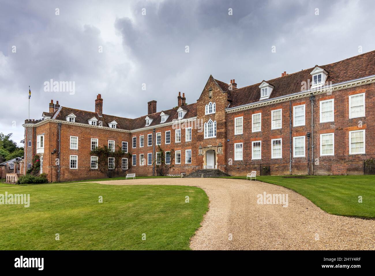 Stonor House, a historic country house in Stonor Park, situated in a ...