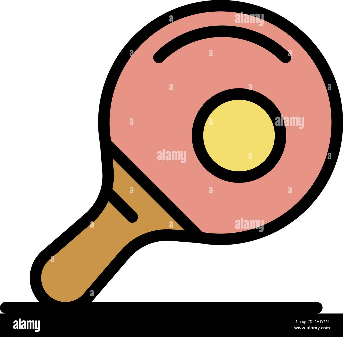 Ping Pong bat icon. Outline Ping Pong bat vector icon color flat ...